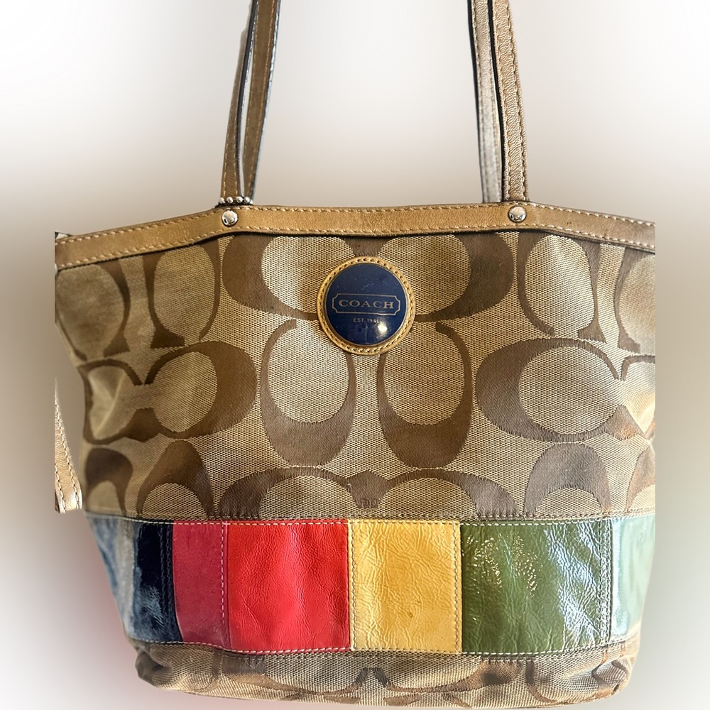 Coach Khaki Signature Legacy Shoulder Tote - Gem